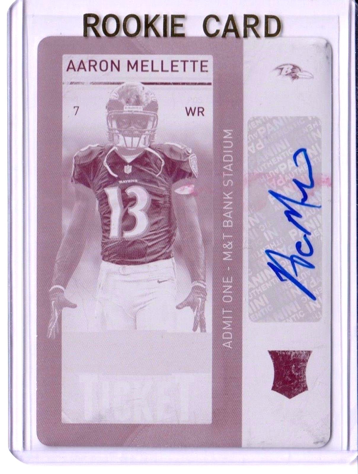 Aaron Mellette RC 2013 Panini Contenders Rookie Ticket Magenta Plate #1 ...