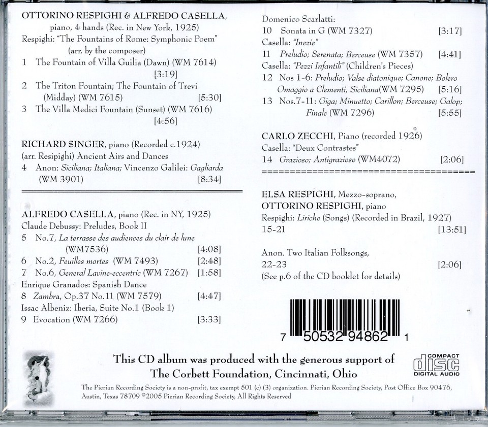 PIR0024 - Respighi & Casella; The Composer as Pianist | eBay