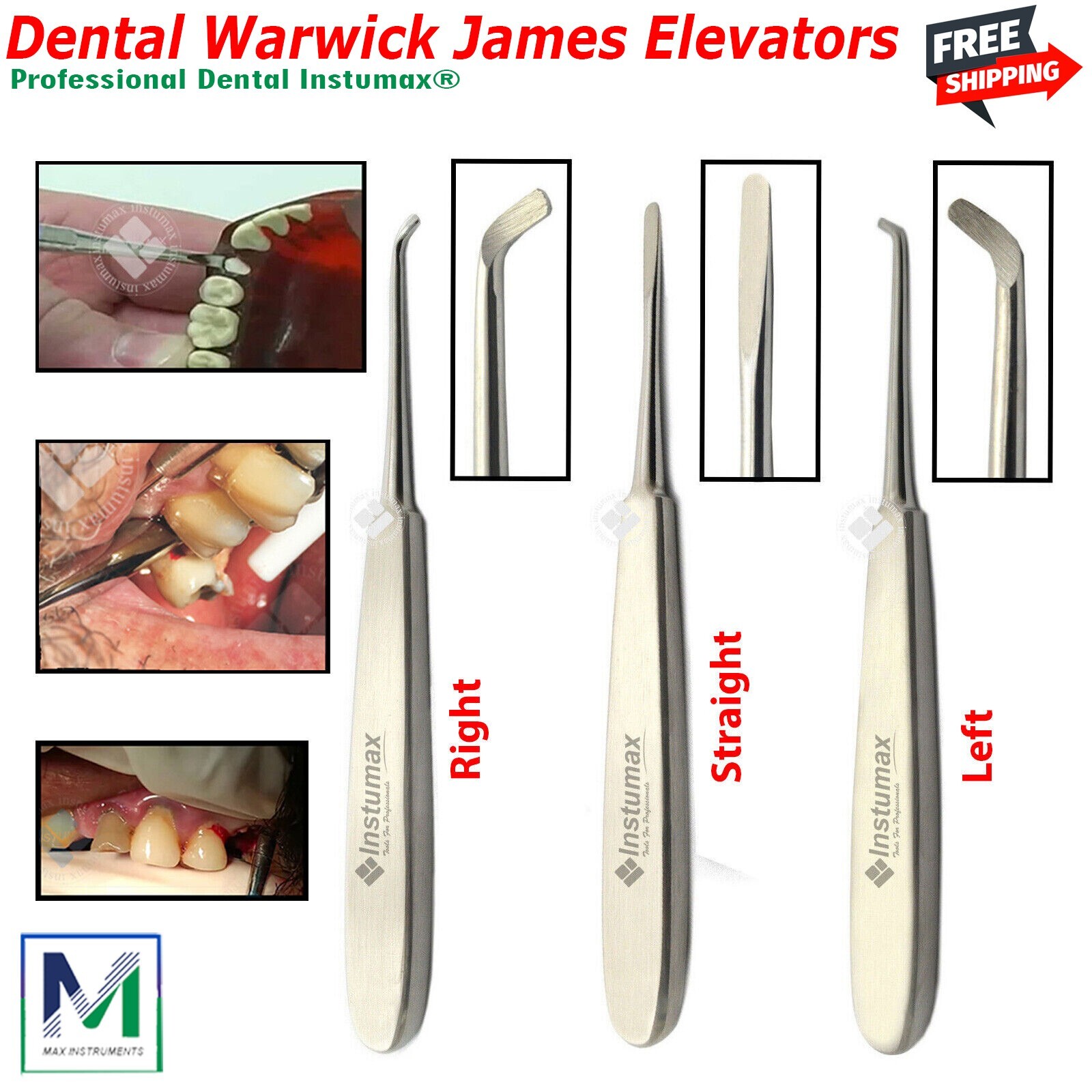 Premium Dental Warwick James Elevators Left/Right/Straight Tooth ...