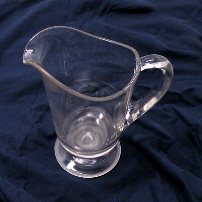 Vintage Heavy Clear Smooth Glass Water Pitcher Graceful Handle ...