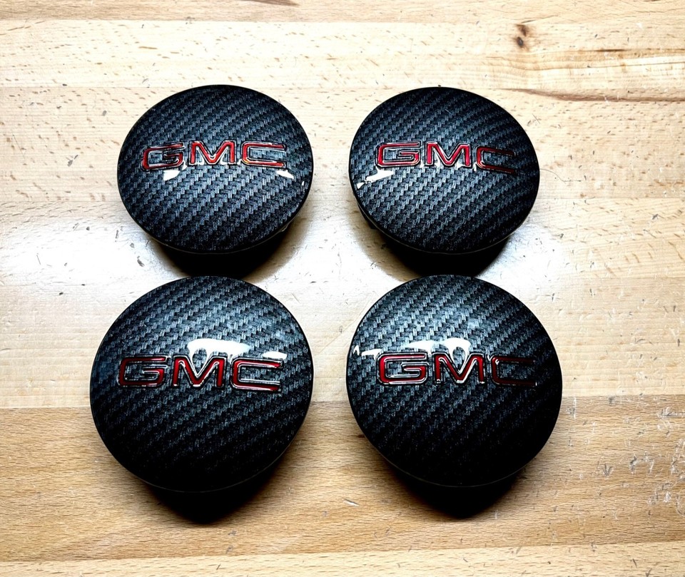 GMC Acadia Red & Black Carbon Fiber Effect Wheel Center Cap OEM x4 Set ...