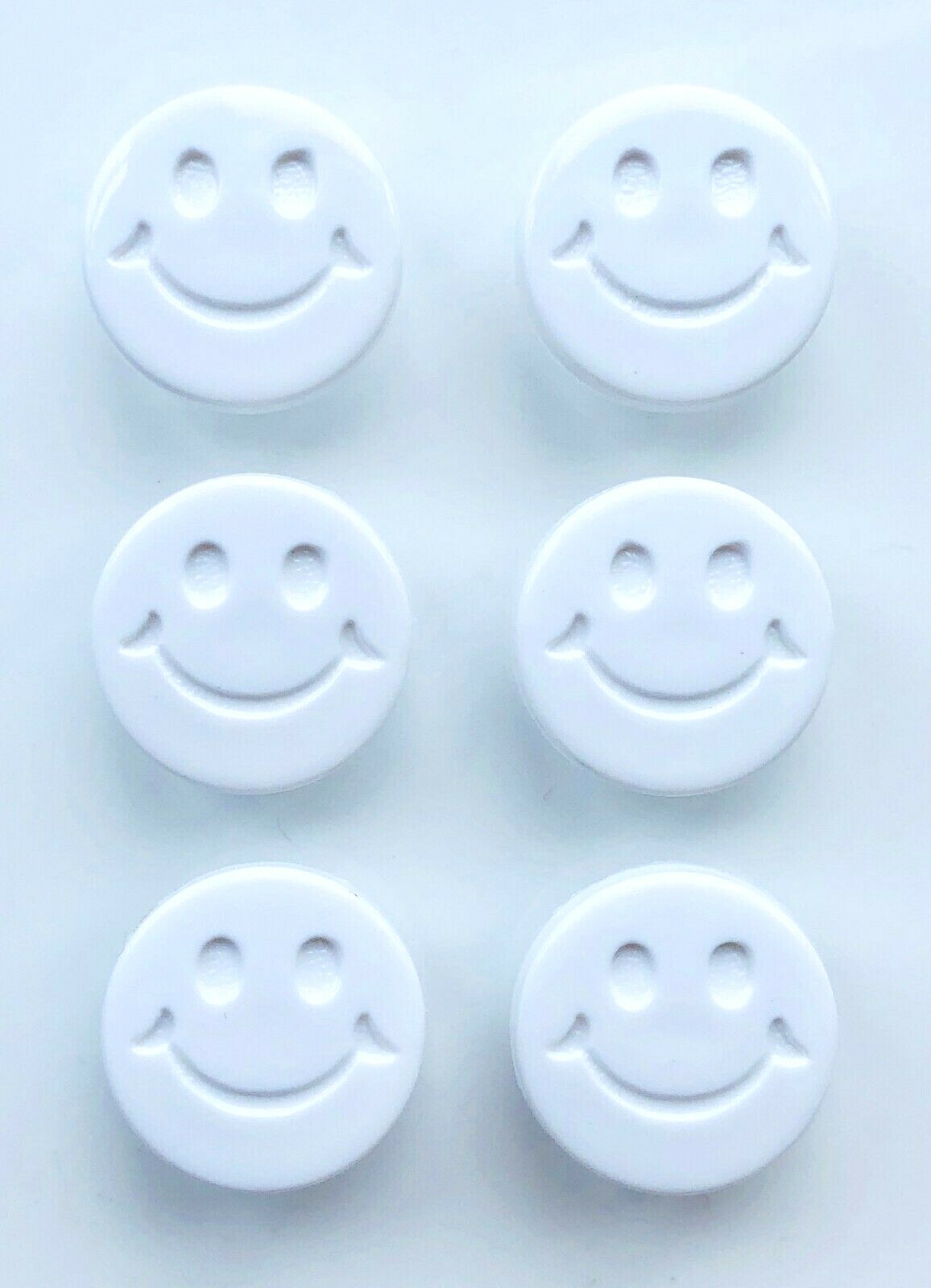 PACKS OF 6 Smiley Face Buttons, Shiny Finish, 15mm or 19mm, Many ...
