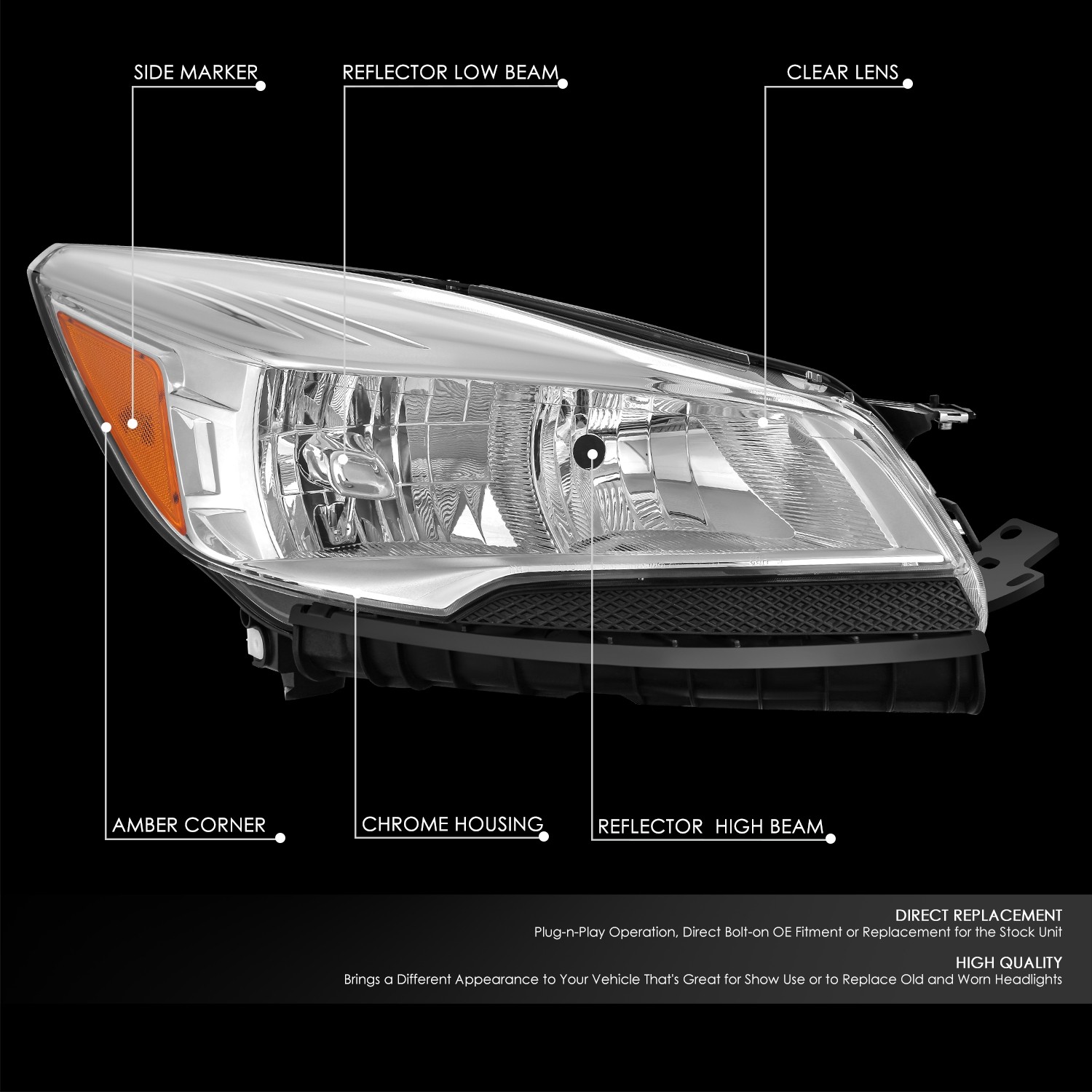 2013-2016 Ford Escape Passenger Side Headlight Headlamp Assembly | H11 ...