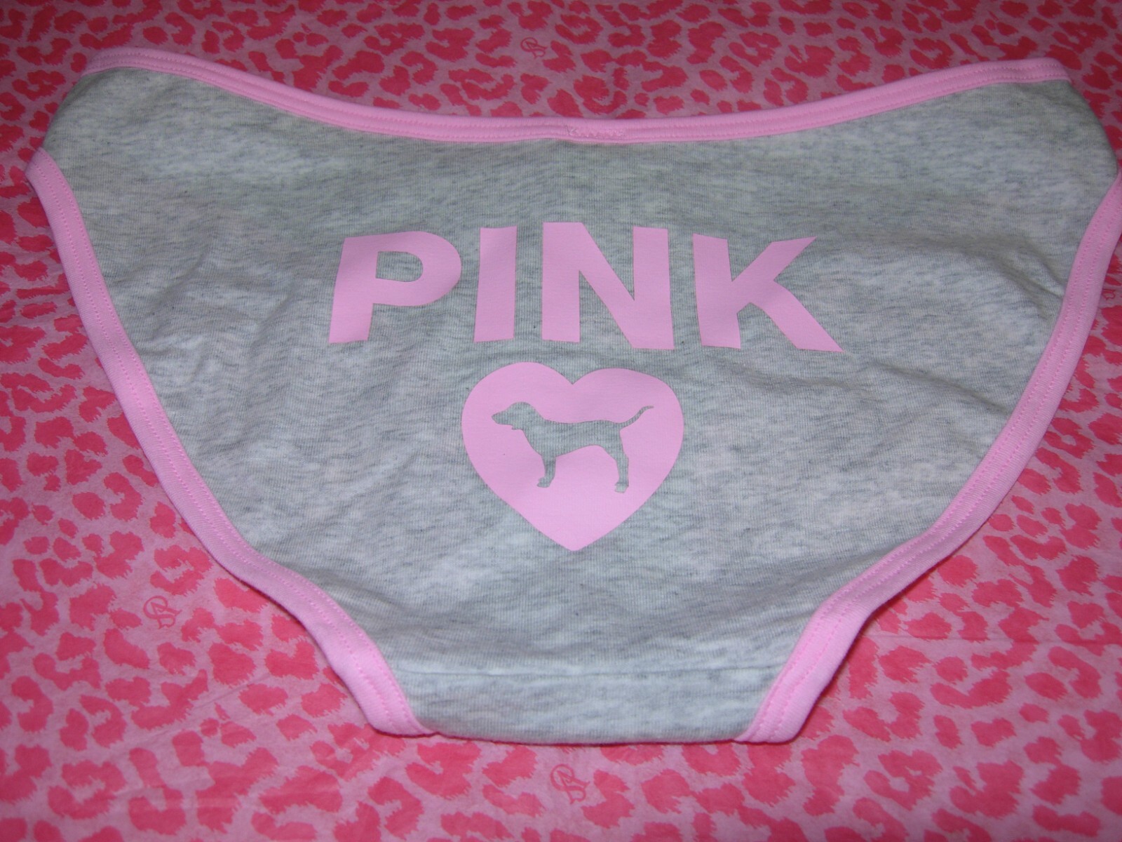 Victoria's Secret PINK LOGO V-Cut Rare Heather Stone Grey Pink Graphic ...