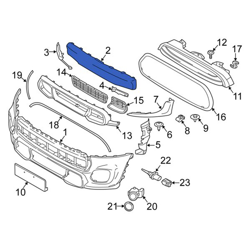 51117337791 Mini F55 F56 F57 Cooper JCW Front Number Plate Cover Gloss ...