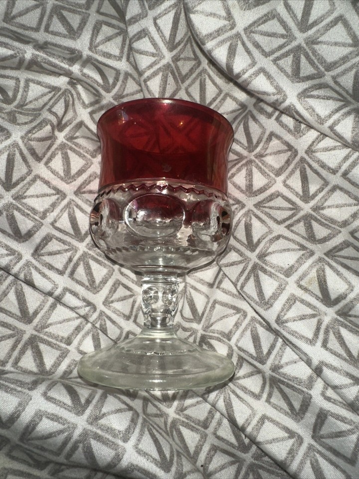 Vintage 4 KINGS CROWN Ruby Red THUMBPRINT SHERBERT Glasses 3 Wine ...