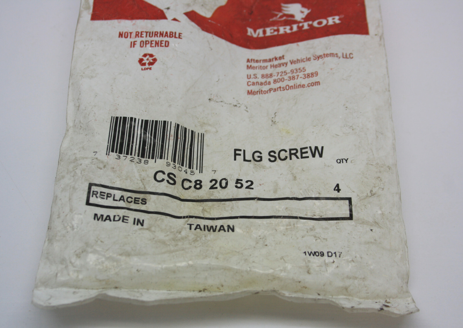 Meritor Flange Scew x4, Part Number CSC82052, Freightliner CS C8 20 52 ...