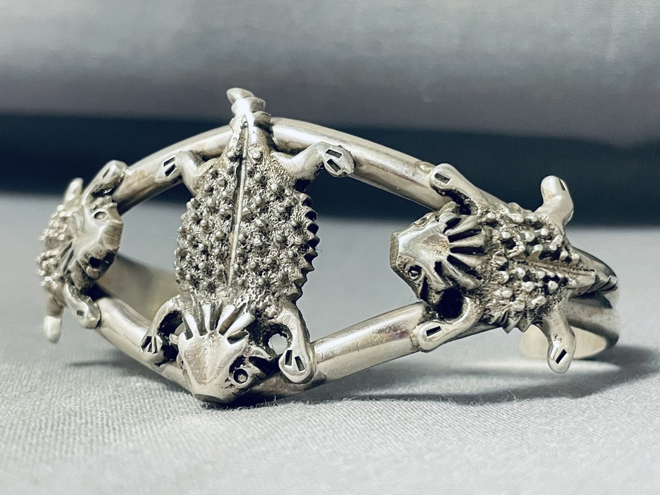 FASCINATING NAVAJO STERLING SILVER TOAD BRACELET | eBay