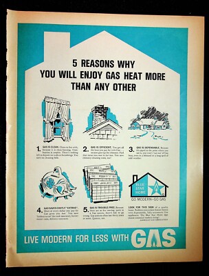 American Gas Assc, 5 Reasons Why You Will Enjoy Gas Heat, 1962 Look VTG ...