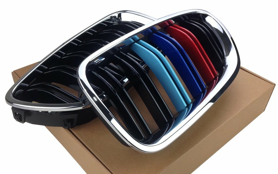 Chrome ///M-Color Shiny Black Front Grill For BMW F10 F11 M5 Type 11-16 ...