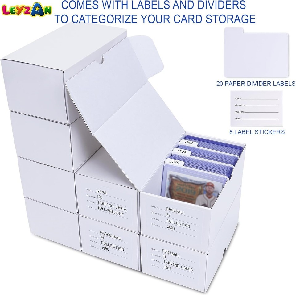 Top Loader Card Storage Box 8Pack 100 Count Corrugated Cardboard ...