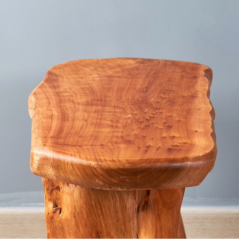 Rustic Natural Edge Cedar Wood Bench Stool End Side Table Unique Accent ...