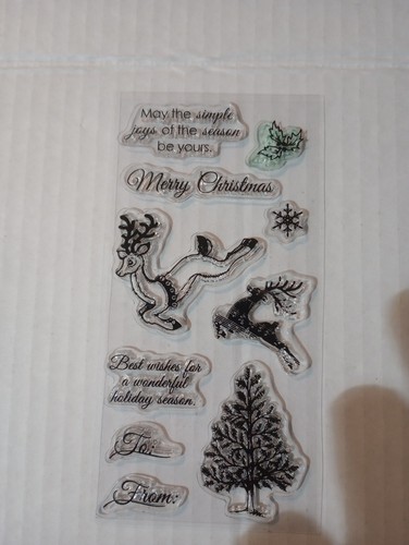 FISKARS HOLIDAY FROLIC 10 pc Clear Stamps MERRY CHRISTMAS REINDEER | eBay