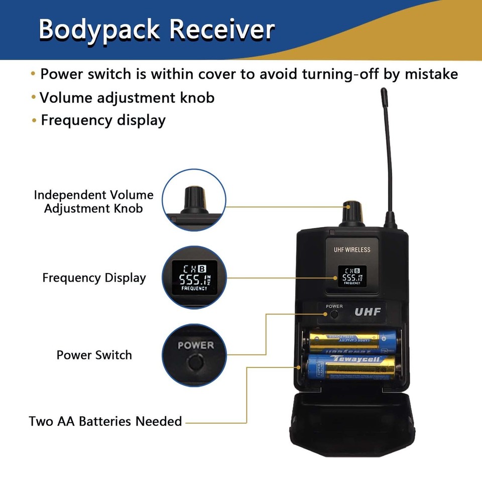 KOMISON UHF Mono Wireless in Ear Audio Monitor System, IEM System ...