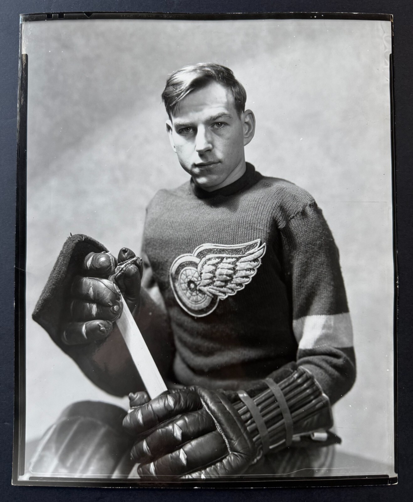 1934 Type 1 Press Photo Of Detroit Red Wings Rookie Wilf Cude Hockey ...