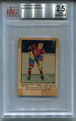 1951 Parkhurst Hockey #4 Maurice Richard Rookie Card Graded BVG 2.5 | eBay