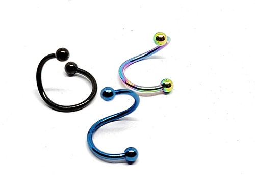 Twist Bar Piercing Nose Lip Ear Helix Tragus Titanium 16g (1.2mm) 3mm ...