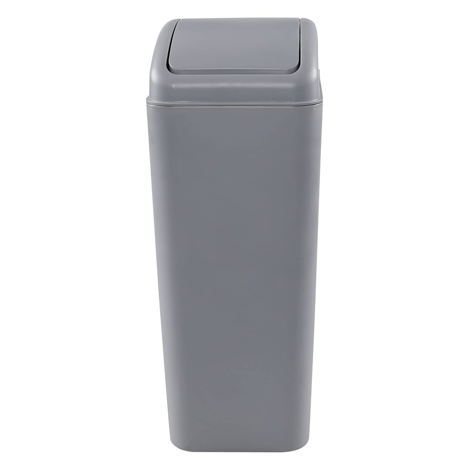 3.5 Gallon Gray Plastic Small Garbage Can with Swing Lid Kitchen ...