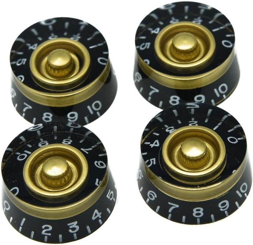 Set of 4 Black with Gold Custom Guitar Control Knobs for Epiphone Les ...