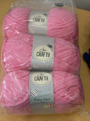 Aldi So Crafty Chunky Baby Yarn Wool Pink 3 x 100g Balls Brand New ...