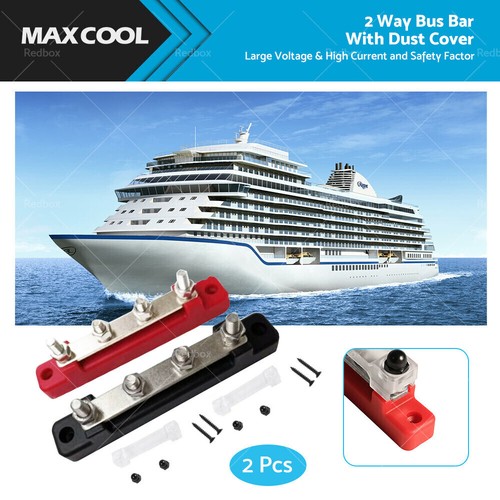 2Pcs Bus Bar Power Distribution Terminal Block 2 Way 12V 150A Busbar ...