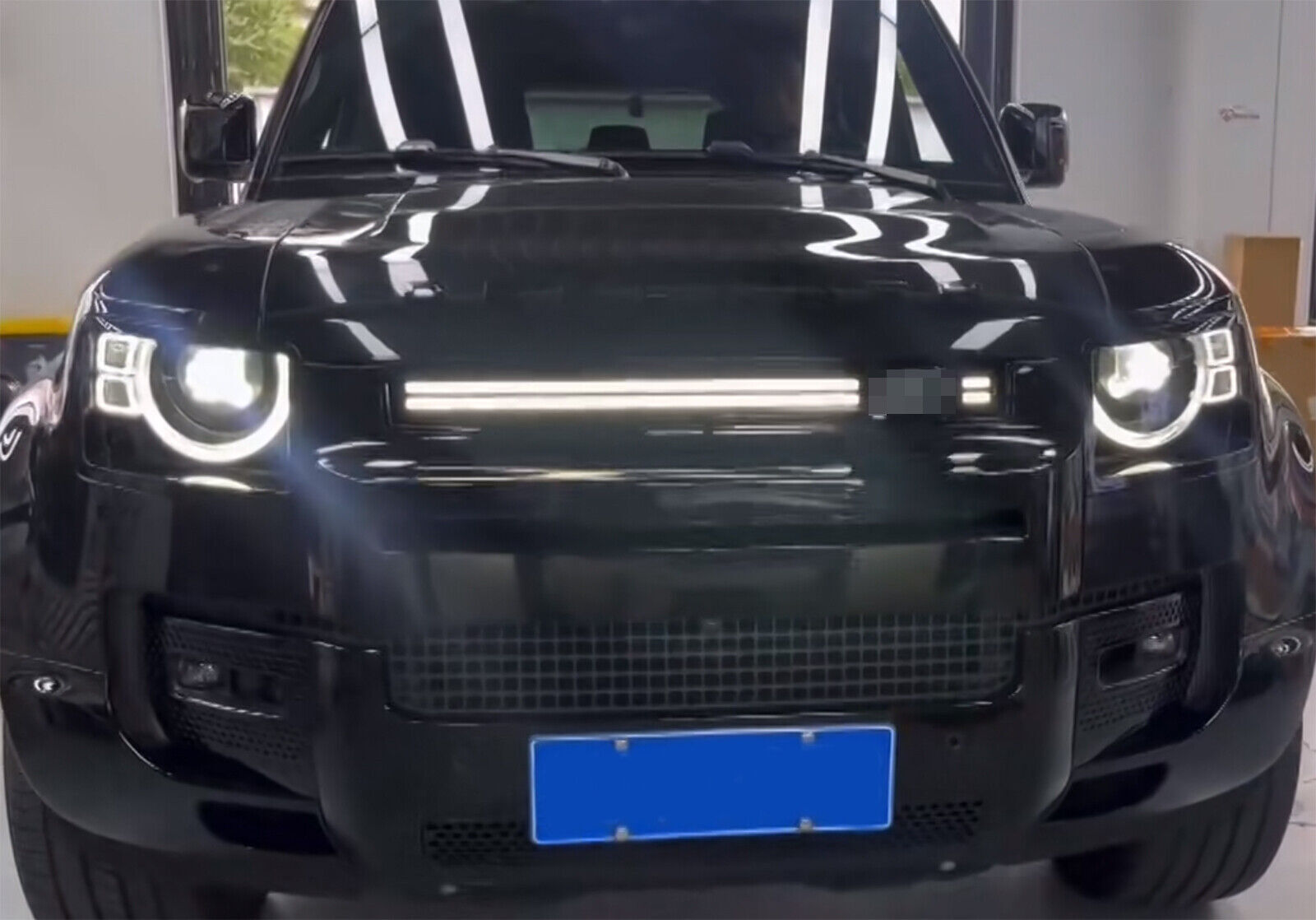 Front Grille Mesh Vent Cover Grille Bar with Light Fit for Defender 90 ...