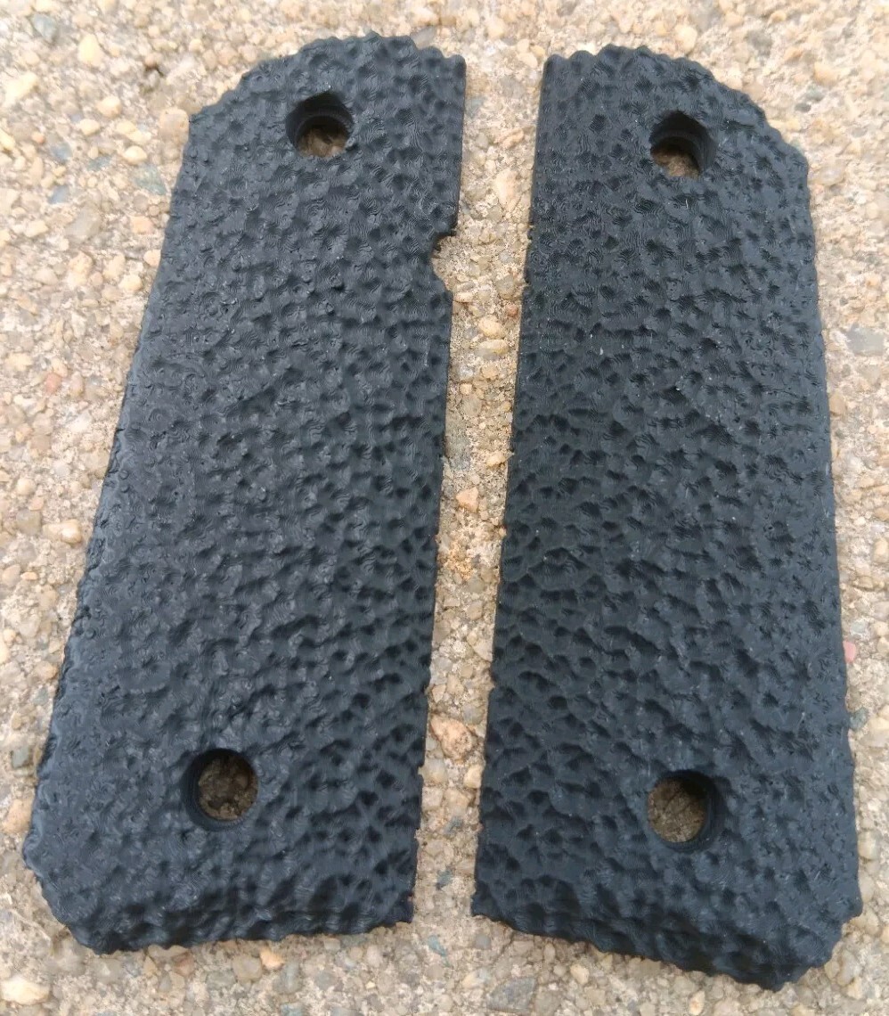 1911 Compact Grips - Charcoal Stippled Textured Black Grips Colt ...