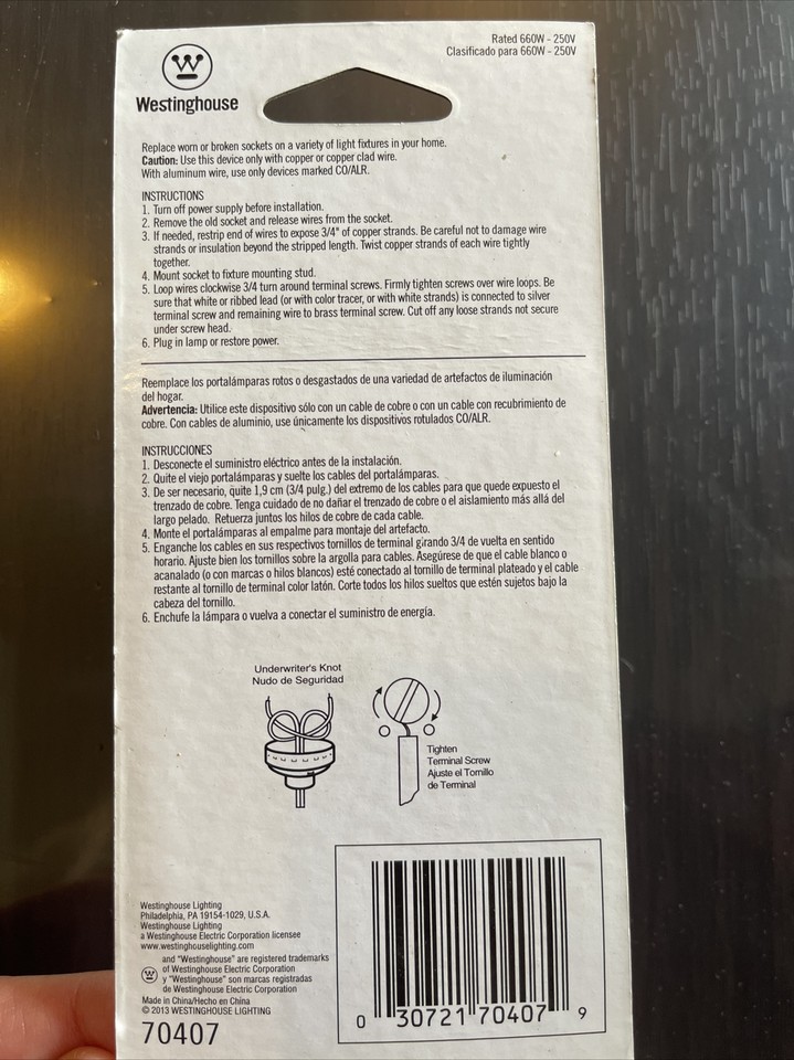 Westinghouse 7040700 Switchless Lamp Socket | eBay