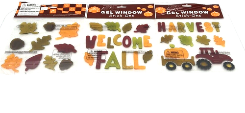 Window Gel Clings Fall Autumn Decor Welcome Fall Harvest Leaves Truck ...