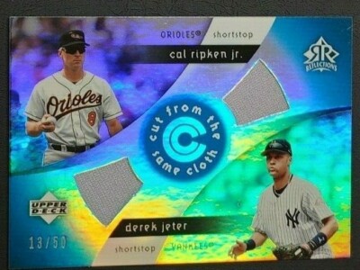 Cal Ripken Jr Derek Jeter 2005 UD Reflections Cut From Same Cloth Relic ...