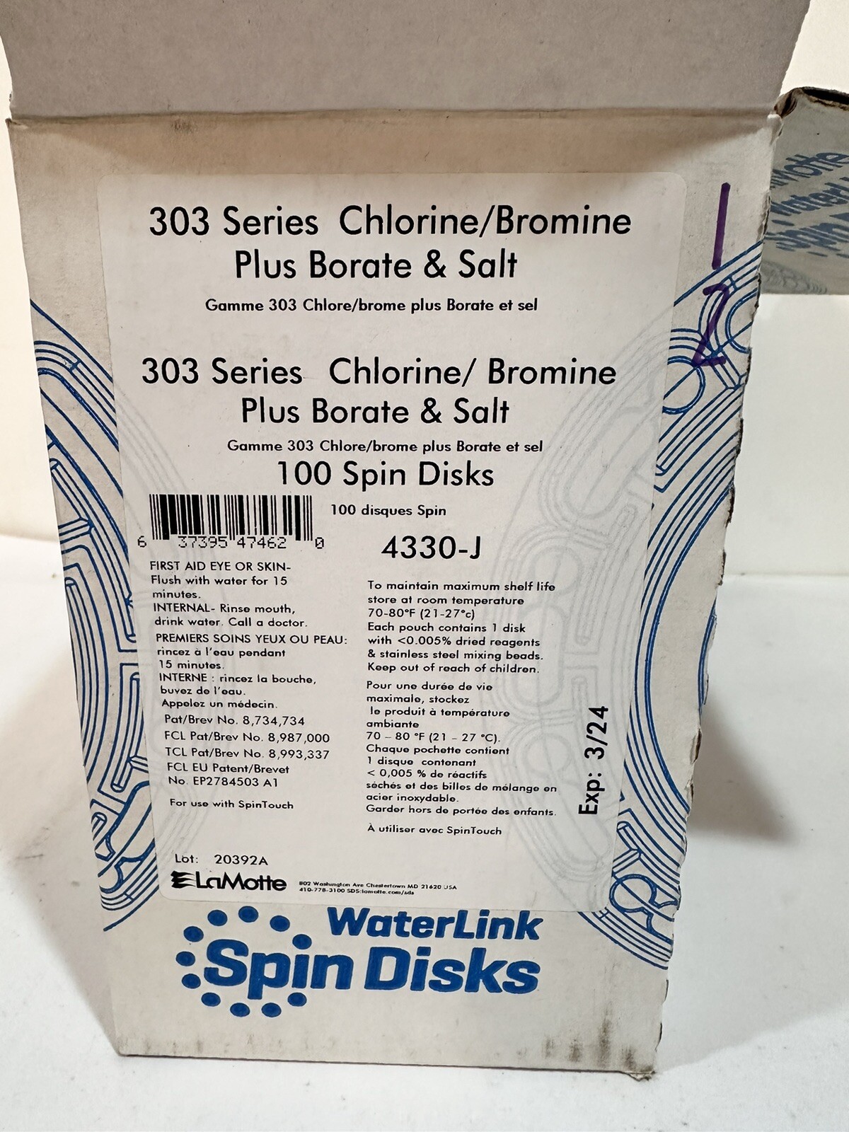 LaMotte 4329-D 203 Series CI/Br Phos & Salt Disk 10 Disks/1 Pack Exp 09 ...