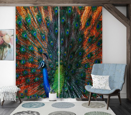 3D Blue Peacock ZHUA4365 Animal Photo Curtain Window Blockout Fabric ...