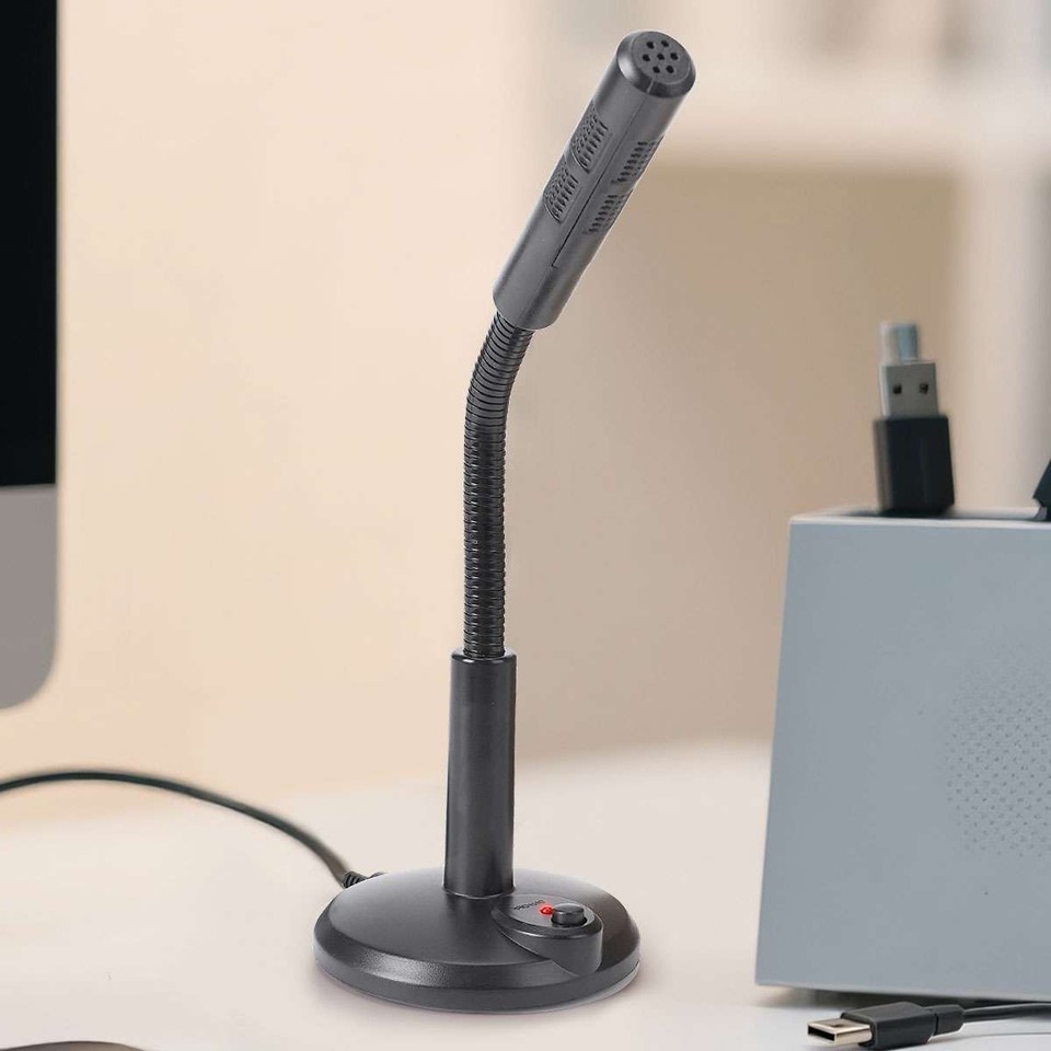 Computer Mini Condenser Microphone USB Stand Recording Mic For PC ...