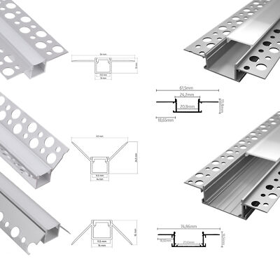 LED Aluminium Profil Unterputz Leiste Rigips Trockenbau 2M Lang für LED ...