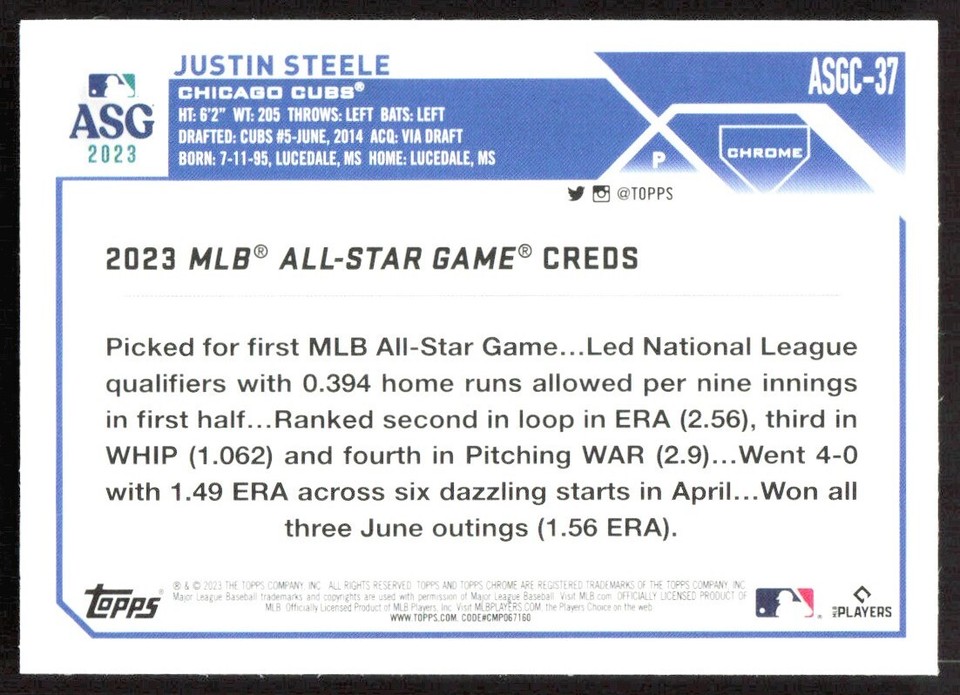 2023 3924B Topps Chrome Update 2023 All-Star Game REFRACTOR Justin ...