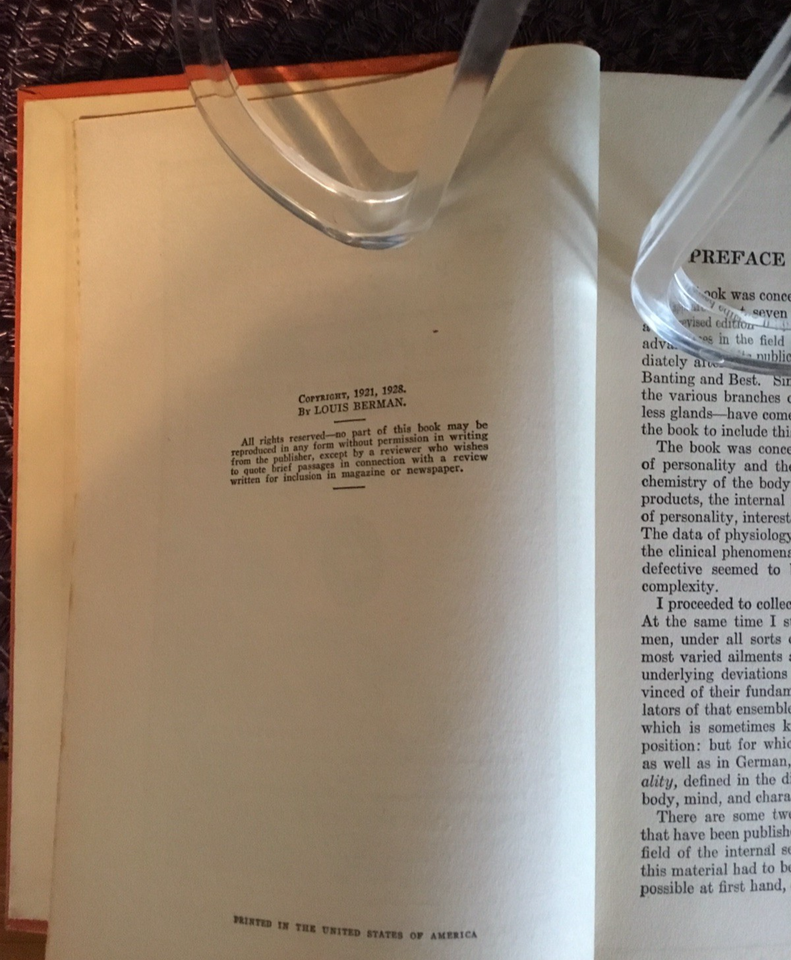 Glands Regulating Personality Louis Berman, M.D. Second Edition 1928 HC ...