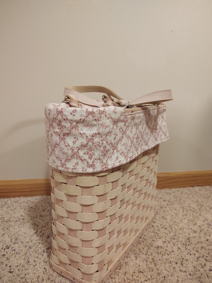 LONGABERGER Tall Key Basket w/ Clear Plastic Liner, Hope Cloth ...