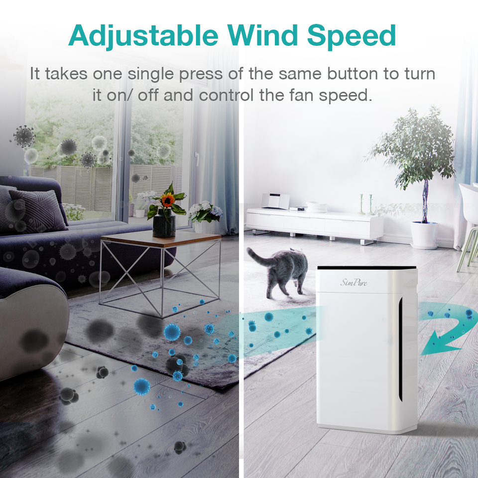 SimPure HP8 H13 HEPA Air Purifier Large Room Air Cleaner for Wildfire ...