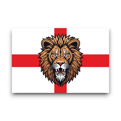 Lion With England English St George's Cross Flag Vinyl Sticker Decal ...