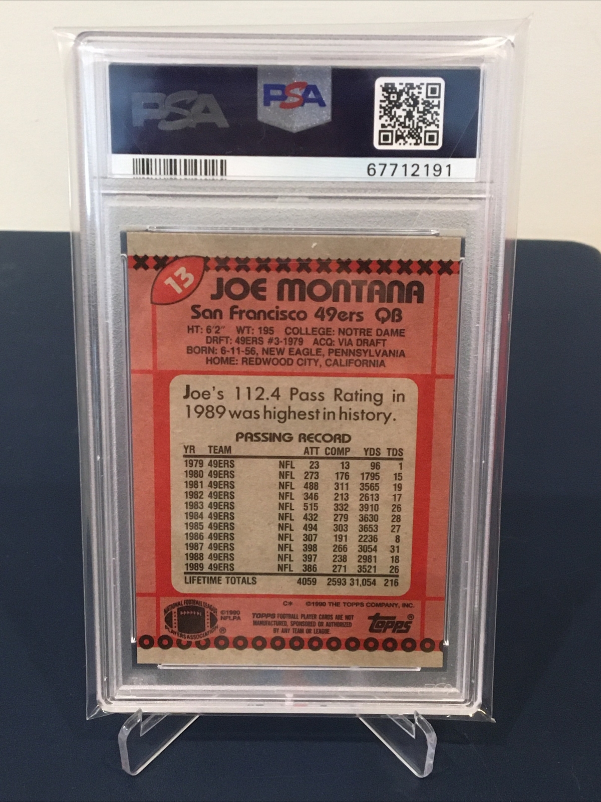 1990 topps Joe Montana #13 Disclaimer Back PSA8 | eBay