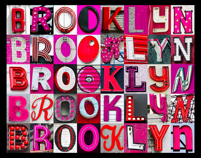 BROOKLYN Name Poster featuring photos of actual PINK & RED sign letters ...