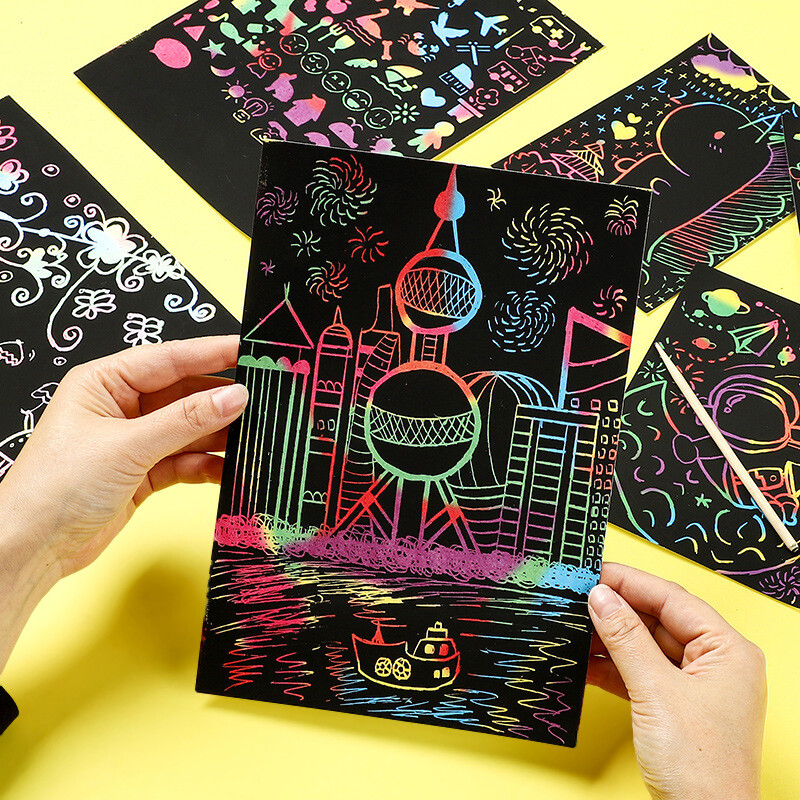 1 Set Rainbow Magic Scratch Off Paper For Kids Arts Scraping Painting ...