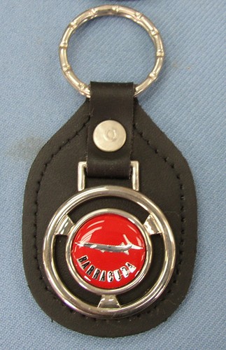 Vintage Red Plymouth BARRACUDA Steering Wheel Black Leather Key ring ...