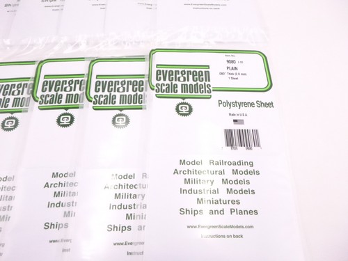 10Pks Evergreen Scale Models 9080 I-10 Styrene Sheet Plain .080" Thick ...