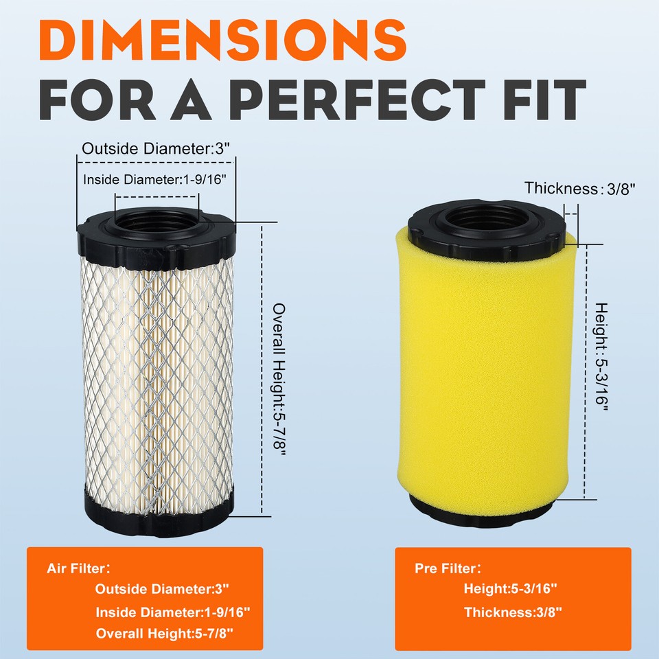 2x 793569 Air Filter For BRIGGS & STRATTON 793685 Pre Filter JOHN DEERE ...