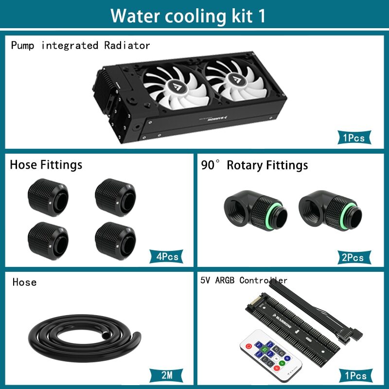 BARROW Water Cooling kits 240mm 360mm Radiator+17W PWM Pump+Fan+Hose ...