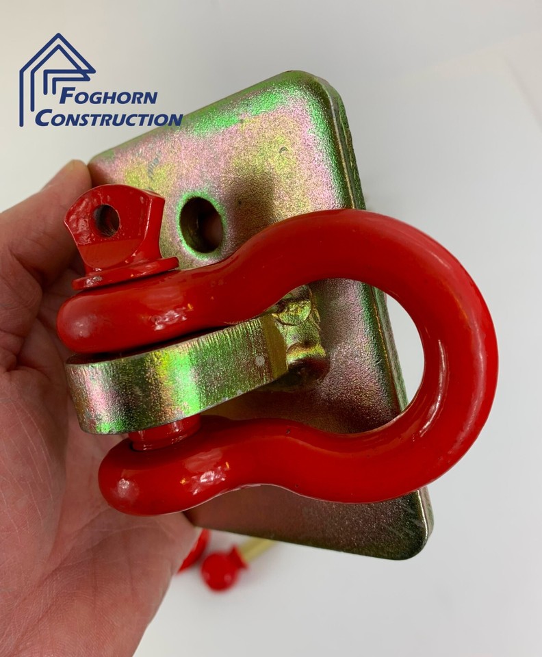 2 Pack of 1/2 Inch D Ring Shackles Mounting with Backing Plates, Grade ...