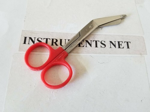 6 pcs Plastic Handle Red Colored Bandage Scissors Scrub Nurse Holiday ...