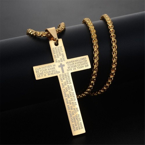 Jesus Scripture Cross Necklace Cross Pendants Sweater Chain Prayer ...