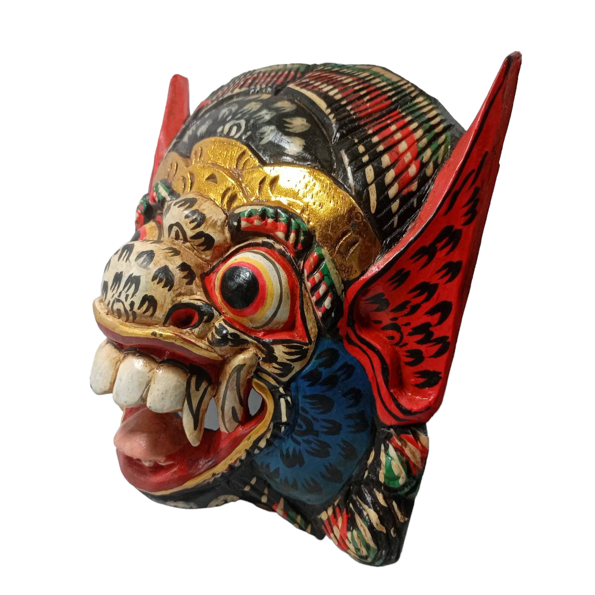 Balinese Wooden Mask Barong Tiger Indonesian Wall Hanging Rare Color 8. ...